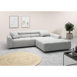 Ecksofa 3C CANDY, B:258cm H:68cm T:217cm, silber, 95% Polyester, 5% Nylon, Sofas, "Denver auch mit Cord- und Easy care-Bezug, Kopfteilverstellung