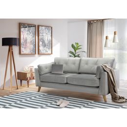 3-Sitzer Home Affaire, B:201cm H:88cm T:87cm, grau, Struktur weich (100% Polyester);Samtoptik (100% Polyester), Sofas, "Copenhagen", feiner Keder,