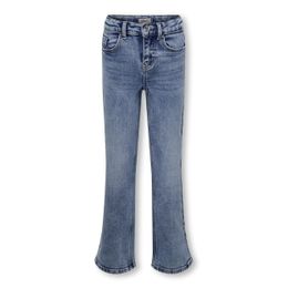 KIDS Only Mädchen 5-Pocket-Jeans "KOGJUICY WIDE LEG DEST DN", blau, Gr. 122, Abriebeffekte, Denim/Jeans, Obermaterial: 98% Baumwolle, 2% Elasthan,