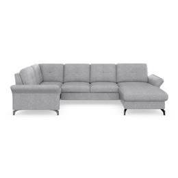 Wohnlandschaft Places of Style, B:326cm H:91cm T:188cm, silber, 100% Polyester, Sofas, "Calando U-Form", wahlweise mit Bettfunktion, Bettkasten und