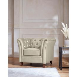 Chesterfield-Sessel Home Affaire, B:98cm H:76cm T:88cm, beige, Samtoptik (100% Polyester), Sessel, "Reims Cocktailsessel, Sessel", mit echter