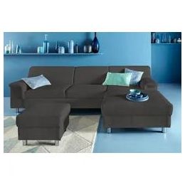 Ecksofa Inosign "Jamie, L-Form" Sofas Gr. B/H/T: 251cm x 72cm x 80cm, Luxus-Kunstleder, Recamiere rechts, ohne Bettfunktion, braun (dunkelbraun) wahlweise mit Bettfunktion