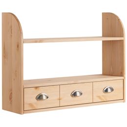 H&auml;ngeregal Home Affaire, B:75cm H:55cm T:21cm, beige, Massivholz, K&uuml;che, Regale, "Oslo", 75 cm breit, aus massiver Kiefer, 1 breite Schublade,