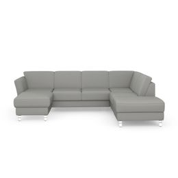 Sit & More Wohnlandschaft SIT & MORE, B:303cm H:87cm T:213cm, silber, Sofas, "Visby U-Form", Wahlweise mit Bettfunktion und Stauraum, frei im Raum stellbar