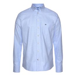 Fynch-Hatton Herren Langarmhemd, blau, Gr. XL, kariert, Web, Obermaterial: 100% Baumwolle, Hemden, mit Button-Down-Kragen
