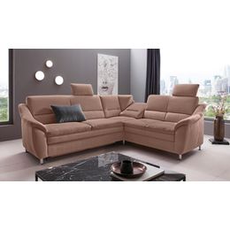 Ecksofa Places of Style, B:249cm H:90cm T:209cm, braun, Luxus-Microfaser Lederoptik (100% Polyester);Luxus-Microfaser (100%