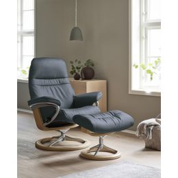 Relaxsessel stressless, B:92cm H:105cm T:80cm, blau, Leder BATICK: BATICK ist ein leicht korrigiertes, durchgefärbtes und genarbtes Möbelleder, bei