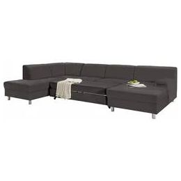 Wohnlandschaft Inosign "Jamie, U-Form" Sofas Gr. B/H/T: 308cm x 72cm x 80cm, Luxus-Kunstleder, Recamiere rechts, mit Bettfunktion, braun (dunkelbraun) wahlweise mit Bettfunktion