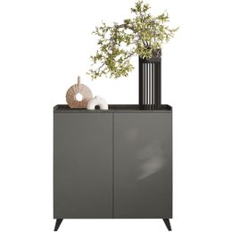 Highboard Inosign, B:121cm H:126cm T:42cm, grau, Wohnzimmer, Sideboards, "Tray, Breite 121, Höhe 126 cm mit 2 Türen", Top "Tablet", Push-to-open