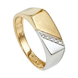 Jobo Herren Diamantring, 64, P2 = erkennbare Einschlüsse, Diamanten Gelbgold 585 Weißgold 585, gelb, Diamanten, Gelbgold 585, Weißgold 585,