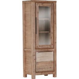 Vitrine GUTMANN FACTORY, B:66cm H:180cm T:47cm, braun, Holz teilmassiv, Schr&auml;nke, "Tulsa", H&ouml;he 180 cm