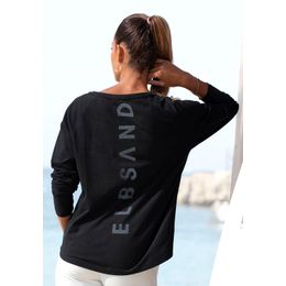ELBSAND Damen Longsleeve "Tinna", grau, Gr. L, unifarben, Jersey, Obermaterial: 50% Baumwolle, 50% Polyester, Shirts, mit Logodruck hinten,