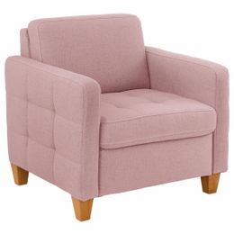 Sessel Home Affaire, B:77cm H:78cm T:78cm, rosa, Luxus-Microfaser in Lederoptik (100% Polyester);Struktur fein (100% Polyester);Luxus-Microfaser