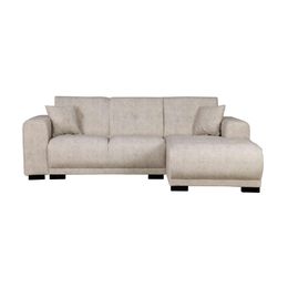 Ecksofa Home Affaire, B:234cm H:85cm T:163cm, beige, 100% Polyester, Wohnzimmer, Sofas, "Langeland L-Form", incl. 2 Zierkissen, Recamiere wahlweise