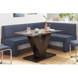 Eckbank Home Affaire, B:202cm H:89cm T:152cm, blau, Holzwerkstoff, Massivholz, Polyester, Küche, Sitzbänke, "Nils", Sitz und Rücken gepolstert,