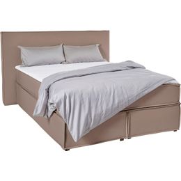 Boxspringbett, B:173cm L:213cm, grau, LeGer Home by Lena Gercke, 100% Polyester, Komplettbetten, "Yuma", incl. Topper, in 4 Breiten, 3 Matratzenarten