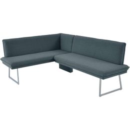 K+w Komfort & Wohnen Eckbank, H:86cm T:60cm, blau, K+W KOMFORT & WOHNEN, Esszimmer, Sitzbänke, mit Sattlernaht und schmaler Kufe, langer Schenkel rechts oder links