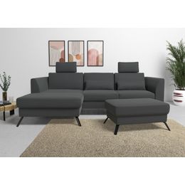 Sit & More Ecksofa SIT & MORE, B:261cm H:88cm T:172cm, grau, 100% Polyester, Wohnzimmer, Sofas, "Olsen L-Form", inklusive Sitztiefenverstellung, wahlweise mit