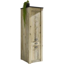 Vorratsschrank Home Affaire, B:62cm H:201cm T:64cm, braun, Holzwerkstoff, K&uuml;che, Schr&auml;nke, "Sherwood", mit Apothekergriffen aus Metall, Tiefe 64 cm