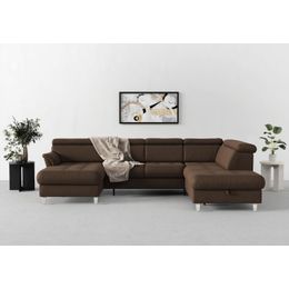 Sit & More Wohnlandschaft SIT & MORE, B:304cm T:216cm, braun, 100% Polyester, Sofas, "Marano U-Form", inklusive Kopfteilverstellung, wahlweise mit Bettfunktion,