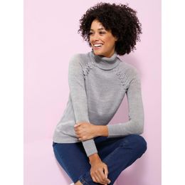 Classic Basics Damen Rollkragenpullover "Rollkragen-Pullover", grau, Gr. 42, unifarben, 100% Polyacryl, Pullover