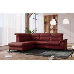 Sit & More Ecksofa SIT & MORE, B:256cm H:91cm T:225cm, rot, 100% Polyester, Wohnzimmer, Sofas, "Astoria L-Form", wahlweise mit motorischer Relaxfunktion