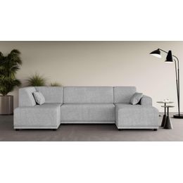 Wohnlandschaft Home Affaire, B:296cm H:80cm T:162cm, grau, 100% Polyester, Sofas, "TAMMO", U-Form