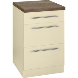 Wiho-K&uuml;chen Unterschrank WIHO K&Uuml;CHEN, B:50cm H:85cm T:60cm, beige, K&uuml;che, Schr&auml;nke, "Unna", 50 cm breit, mit 2 gro&szlig;en Ausz&uuml;gen