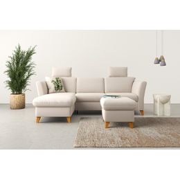 Ecksofa Home Affaire, B:249cm H:86cm T:162cm, grau, 100% Polyester, Wohnzimmer, Sofas, "Trelleborg L-Form", Federkern-Polsterung, wahlweise mit