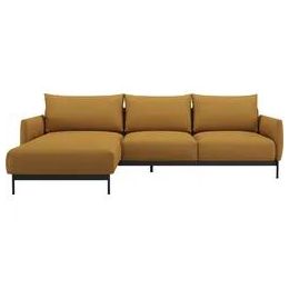 Ecksofa TENKSOM "Tokey, Polsterecke, Couch, Recamiere links und rechts montierbar" Sofas Gr. B/H/T: 255cm x 68cm x 185cm, Polyester, Recamiere beidseitig montierbar, orange (aprikose) Bezüge wechselbar, hoher und gemütlicher Sitzkomfort, L-Form