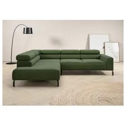 Ecksofa Places of Style "Antonelli, L-Form, incl. Kopfteilverstellung, Breite 276 cm" Sofas Gr. B/H/T: 276cm x 71cm x 219cm, Feincord, Recamiere links, mit Sitztiefenverstellung, grün (oliv) wahlweise elektrische Sitztiefenverstellung