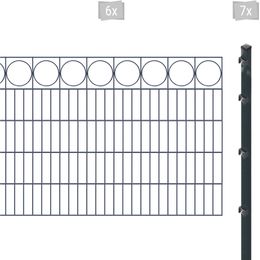 Arvotec Doppelstabmattenzaun "ESSENTIAL 100 zum Einbetonieren "Ring" mit Zierleiste", H/L: 100cm x 12m, Pfosten: 7 Stk., grau, Zaunelemente, Zaunh&ouml;he