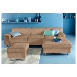 Ecksofa Inosign "Jamie, L-Form" Sofas Gr. B/H/T: 251cm x 72cm x 80cm, Microfaser PRIMABELLE, Recamiere rechts, mit Bettfunktion, braun (café) wahlweise mit Bettfunktion