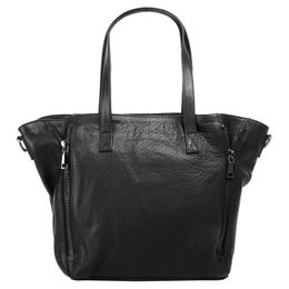 FORTY Damen Shopper, schwarz, Leder, leicht glänzend, unifarben, Taschen, echt Leder