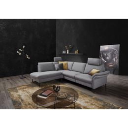 Ecksofa Places of Style, B:265cm H:85cm T:223cm, grau, 100% Polyester, Wohnzimmer, Sofas, "Sarsina: mit Tonnentaschen-Federkern, perfekt zum