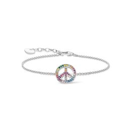 Thomas Sabo Damen Armband "Peace-Zeichen Silber geschw&auml;rzt, A2071-318-7-L19V", 19, Silber 925 (recycelt), silber, Silber 925 (recycelt), Armb&auml;nder,