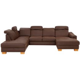 Wohnlandschaft Home Affaire, B:338cm H:86cm T:219cm, braun, Luxus-Microfaser Lederoptik (100% Polyester), Sofas, "Dundee U-Form", wahlweise mit