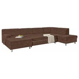 Wohnlandschaft Inosign "Jamie, U-Form" Sofas Gr. B/H/T: 308cm x 72cm x 80cm, Microfaser PRIMABELLE, Recamiere links, mit Bettfunktion, braun wahlweise mit Bettfunktion