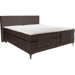 Boxspringbett Alina, B:172cm L:212cm, grau, Samt DMO (100% Polyester), Jugendzimmer, Komplettbetten, "Powell", inkl. Motor, Matratze und Topper, in