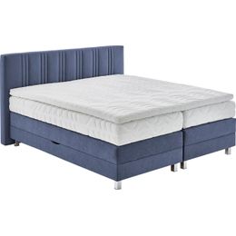 Boxspringbett, B:195cm L:210cm, blau, Westfalia Schlafkomfort, Bezug: 100% Polyester;Polsterung: 100% Polyester, Komplettbetten, wahlweise mit