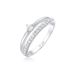 Elli Damen Fingerring "Zirkonia Solitär Verlobung 925 Silber", 56mm,mit Steinen, Silber 925 (Sterlingsilber), 1,8mm, silber, Silber 925