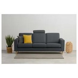 3-Sitzer Andas "Tvinno" Sofas Gr. B/H/T: 217cm x 87cm x 86cm, Webstoff fein, grau (anthracite) im skandinavischen Stil, mit Massivholzfüßen, Breite 217 cm