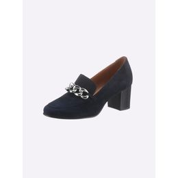 Heine Damen Pumps, Gr. 39, blau, Leder, Veloursleder, Schuhe