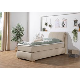 Boxspringbett Home Affaire, B:112cm L:222cm, beige, Komplettbetten, "Breitenthal", abnehmbare Rückenkissen mit Klettband