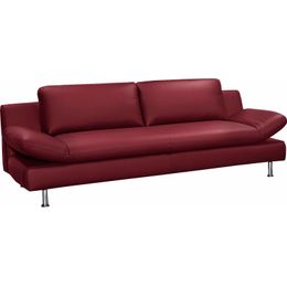 3-Sitzer Places of Style, B:221cm H:80cm T:90cm, rot, NaturLEDER - »Madras« (echtes Rindsleder), Sofas, "Redding", in Naturleder