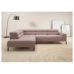 Ecksofa Places of Style "Antonelli, L-Form, inkl. Kopfteilverstellung, Breite 276 cm", rosa (rosé), B:276cm H:71cm T:219cm, 95% Polyester, 5% Nylon, Sofas, mit elektrischer Sitztiefenverstellung, in Cord, rosé