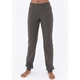 H.I.S. H.I.S Damen Relaxhose, Gr. 36, grau, angeraute Sweatware, Obermaterial: 60% Baumwolle, 40% Polyester, meliert, Hosen, mit Piping vorn, Loungeanzug