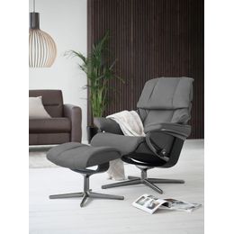 Relaxsessel stressless, B:92cm H:100cm T:80cm, grau, Microfaser DINAMICA (88% Polyester, 12% Polyurethan), Wohnzimmer, Sessel, "Reno", mit Cross