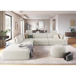 Sit & More Ecksofa SIT & MORE, B:356cm H:80cm T:292cm, beige, Samtoptik (100% Polyester);Soft clean (98% Polyester, 2% Polyamid);Struktur fein (100% Polyester),