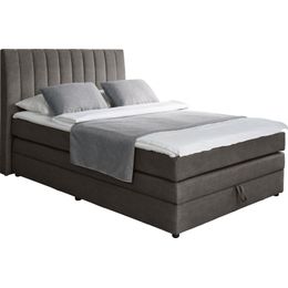 Boxspringbett Alina, B:131cm L:212cm, braun, Feinstruktur TRA (100% Polyester), Jugendzimmer, Komplettbetten, "Marvin", inklusive Bettkasten und